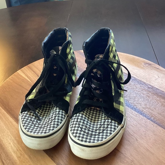 Vans | Shoes | Vans Hi Multi Colored Plaid And Checks Neon Yellow Black ...